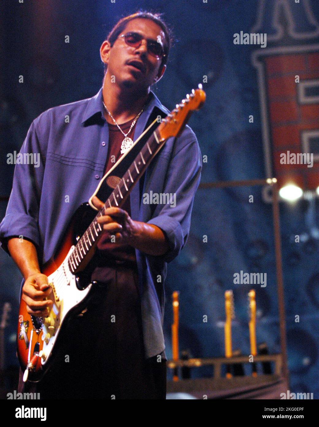 Henry Garza of Los Lonely Boys performs at On The Bricks in Atlanta's ...