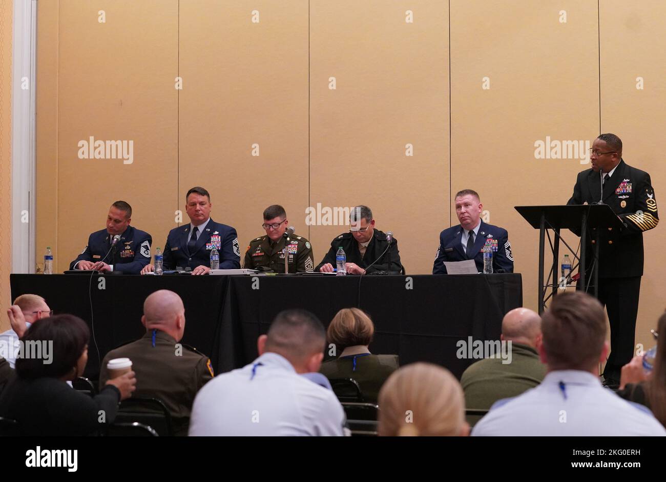 Fleet Master Chief Donald Myrick (far right), moderates a panel of ...