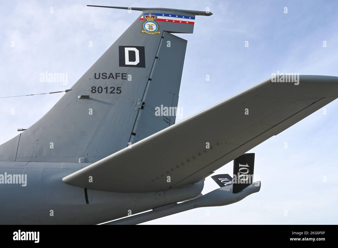 A U.S. Air Force KC-135 Stratotanker aircraft, assigned to the 100th ...