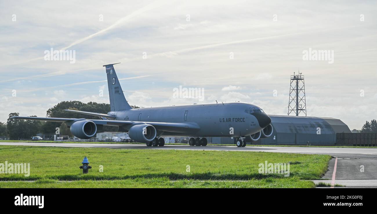 A U.S. Air Force KC-135 Stratotanker aircraft, assigned to the 100th ...