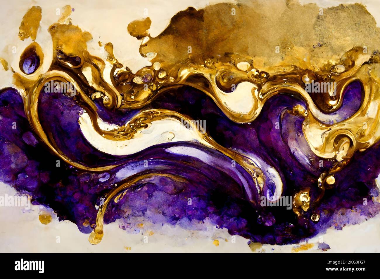 An abstract liquid fluid art painting with an alcohol ink technique on ...