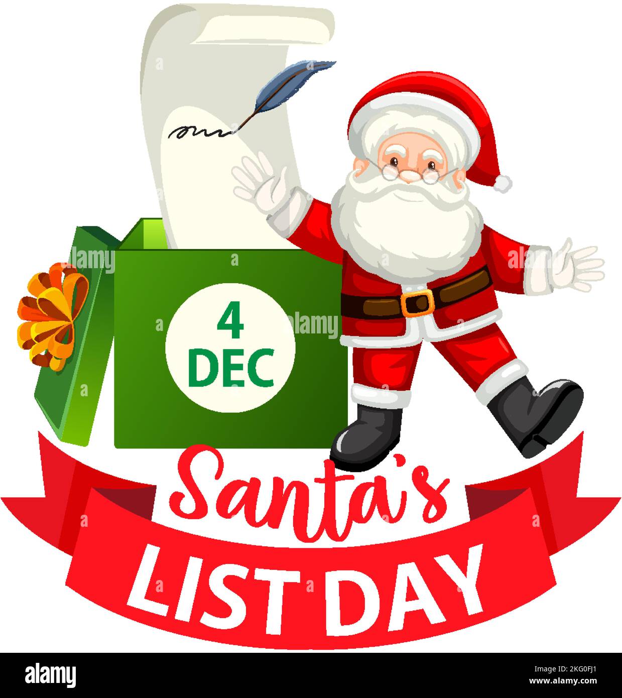 Santa's list day text banner design illustration Stock Vector Image ...