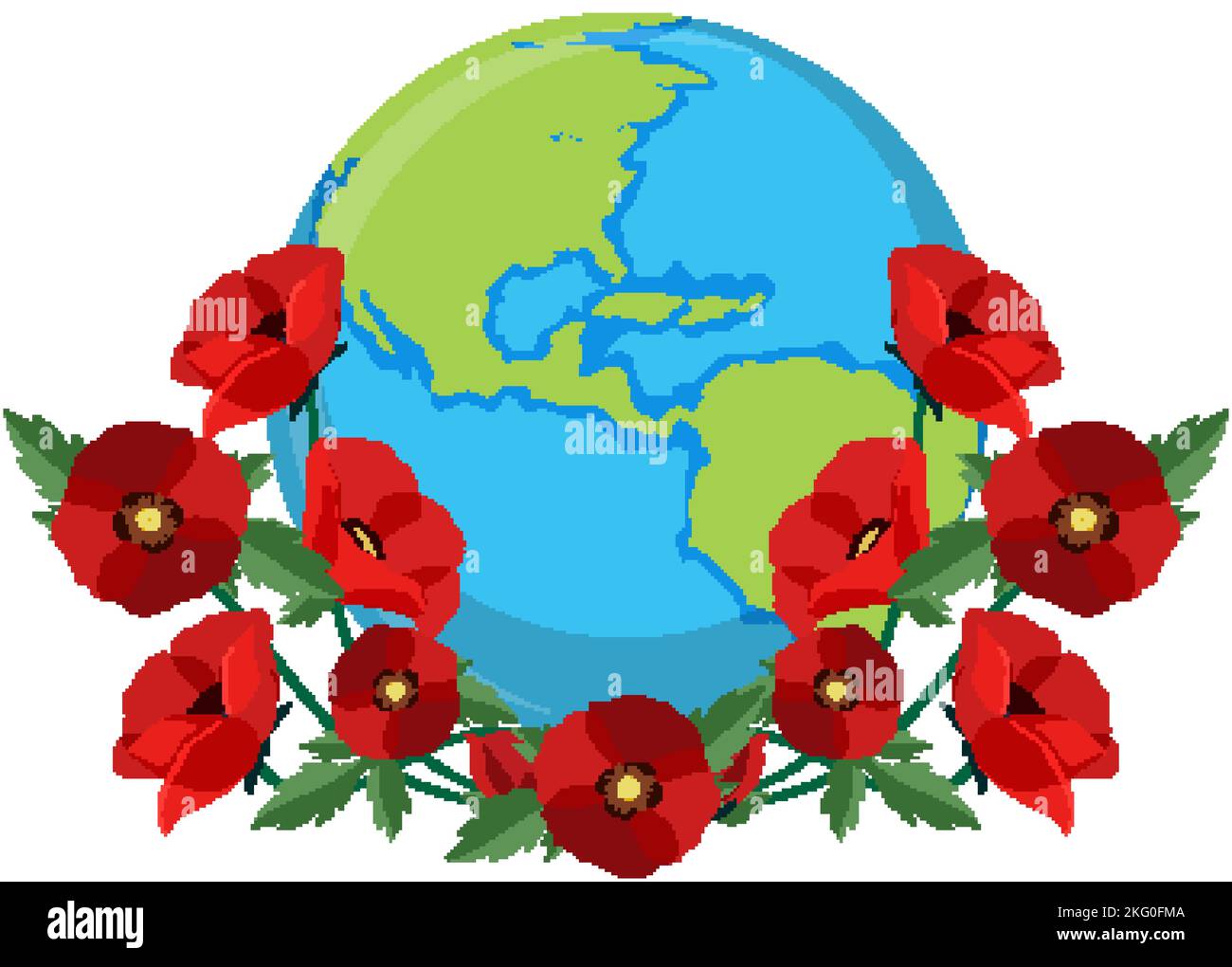 Isolated poppy flowers on globe icon illustration Stock Vector Image ...
