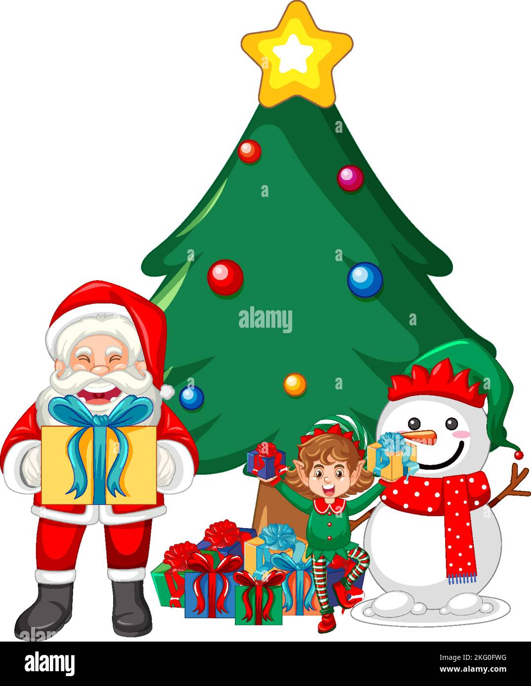 Christmas caroon characters isolated illustration Stock Vector Image ...
