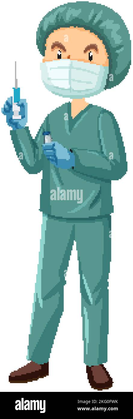 Nurse anaesthetist cartoon character illustration Stock Vector Image ...