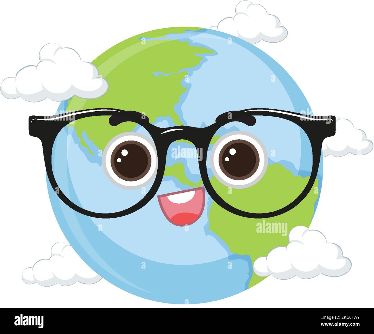 Cute earth planet wearing glasses illustration Stock Vector Image & Art ...