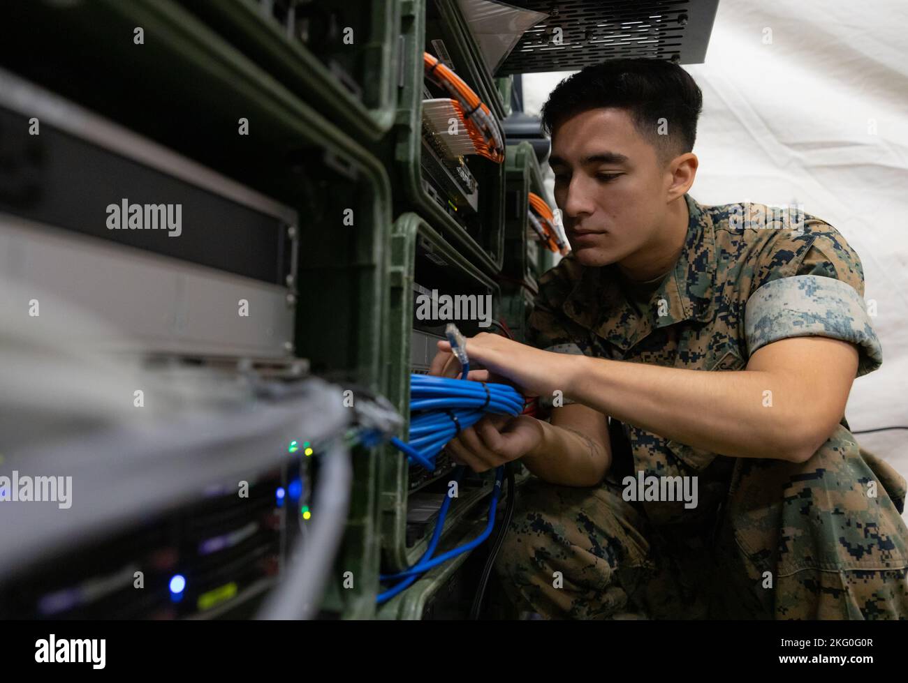 U.S. Marine Corps Cpl. Dane S. Tran, a tropospheric scatter ...