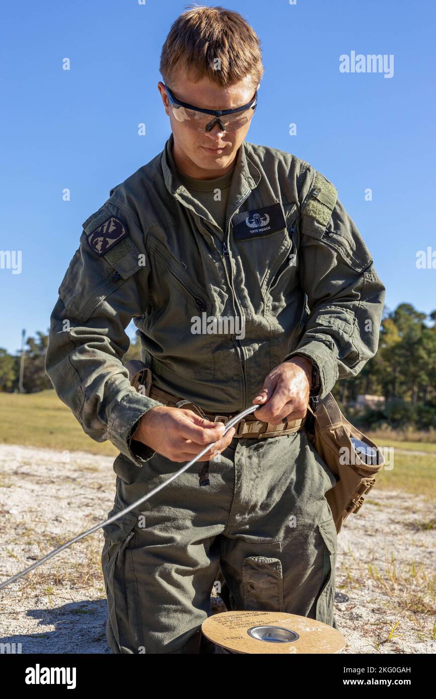 U.S. Marine Corps Staff Sgt. Tate Wenck, an explosive ordnance disposal ...