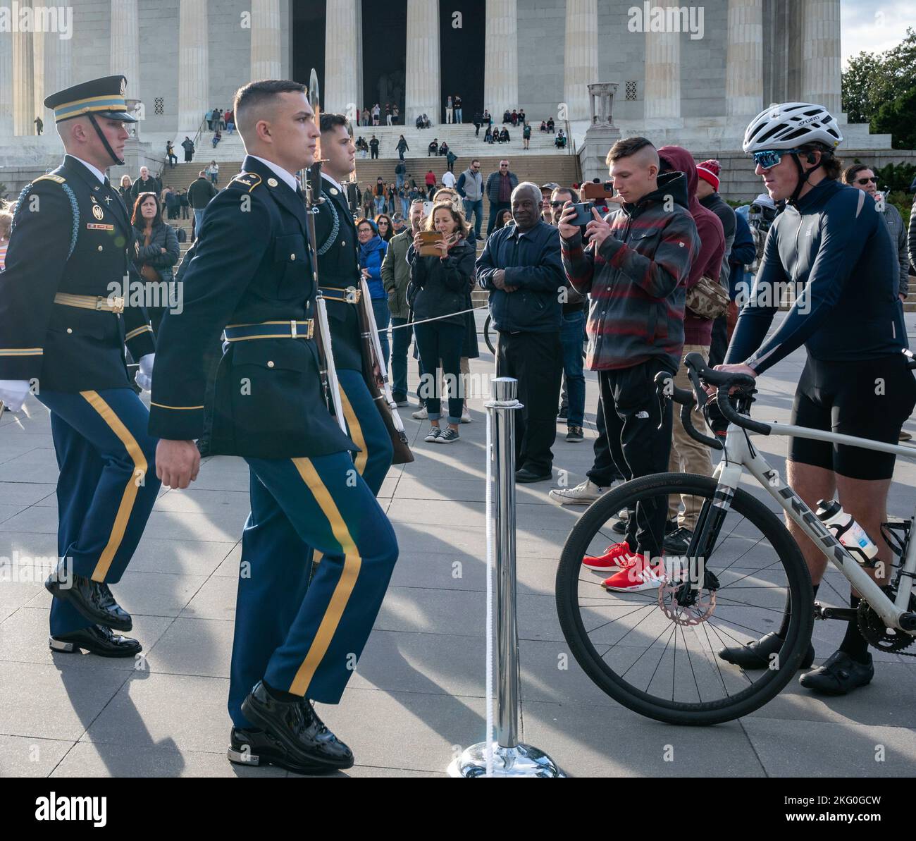 Members of the crowd get an up-close view of the U.S. Army Drill Team ...