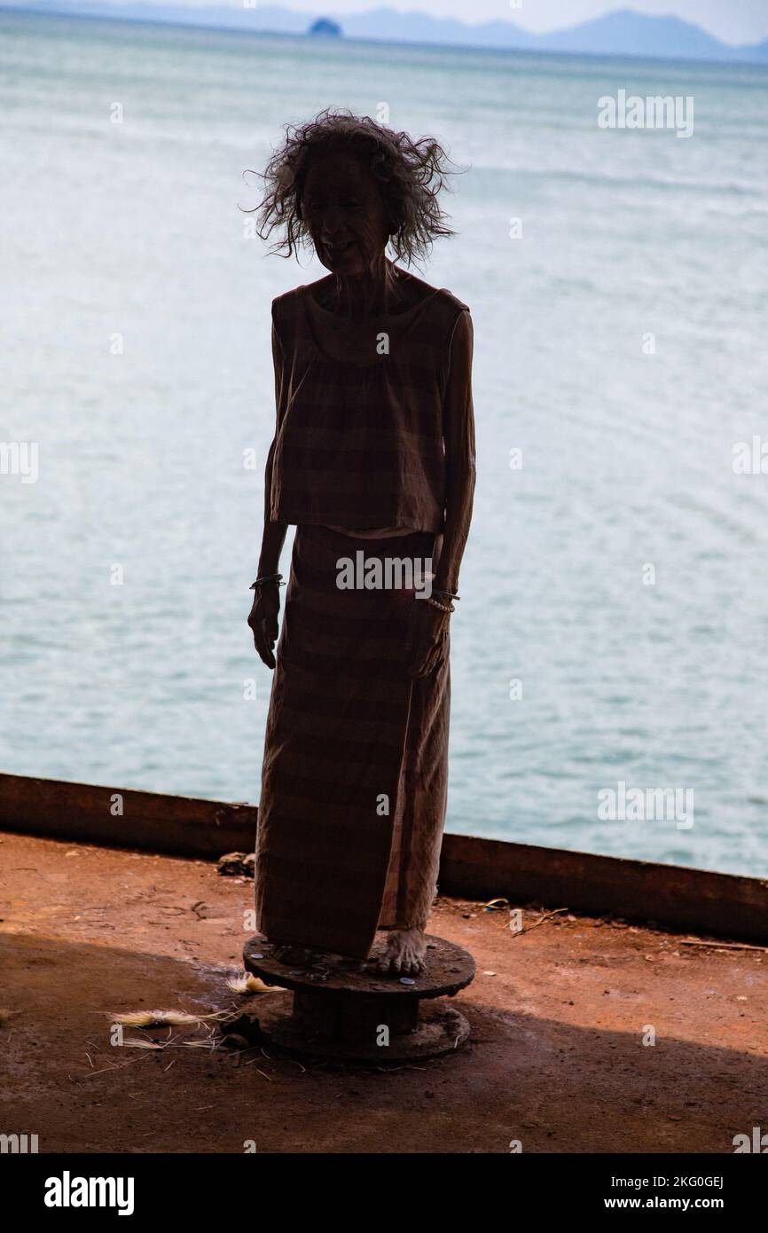 Old woman creepy statue in Ao Nang, Krabi, Thailand Stock Photo - Alamy