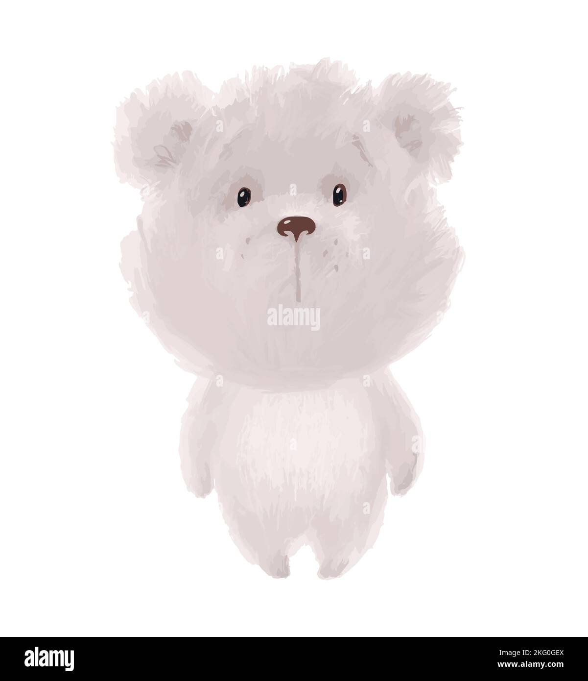 Cute white bear cub, polar bear baby, plush toy, vector watercolor ...