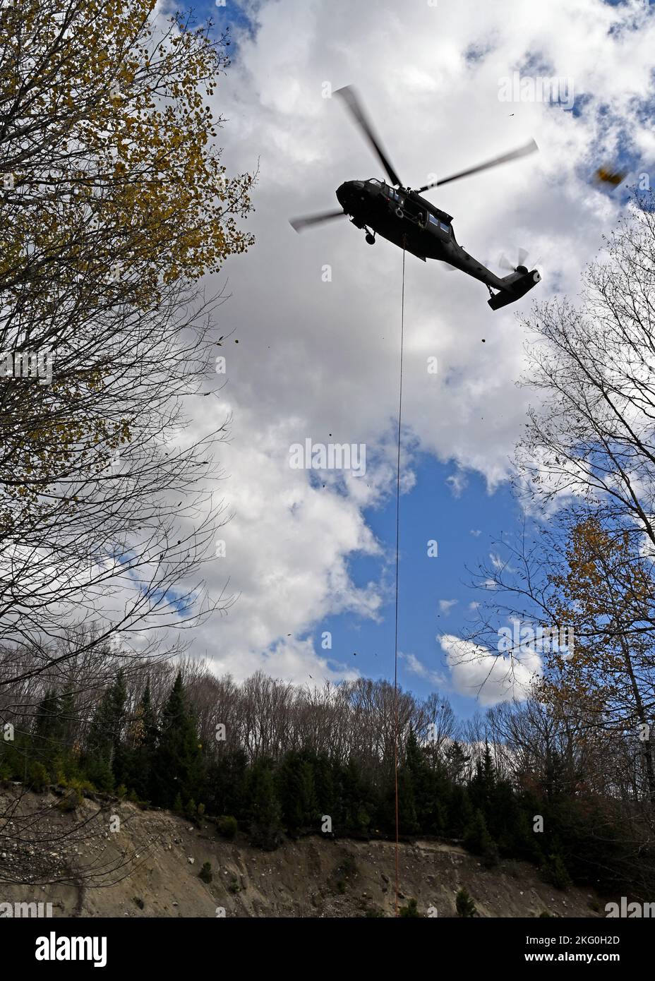 A New Hampshire Army National Guard Black Hawk helicopter with a ...
