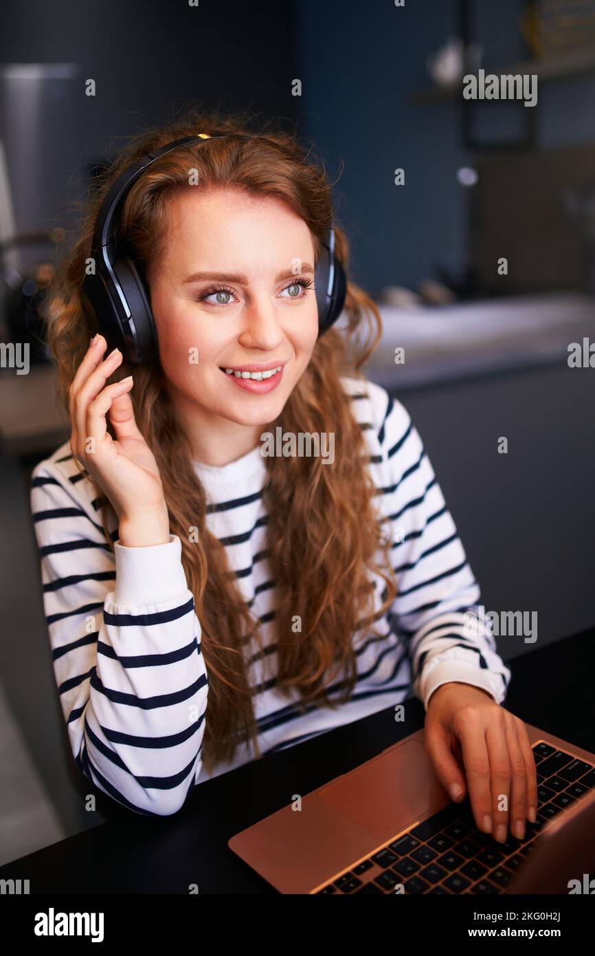 Customer support service call center manager speaking, working from ...