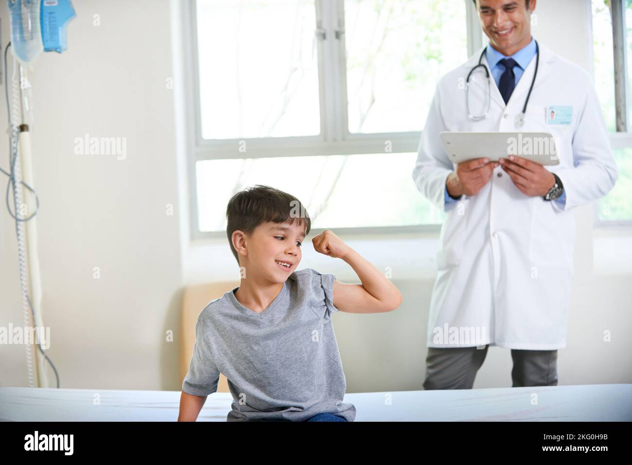 Gives me the extra strength when I need it most. a young boy playfully ...