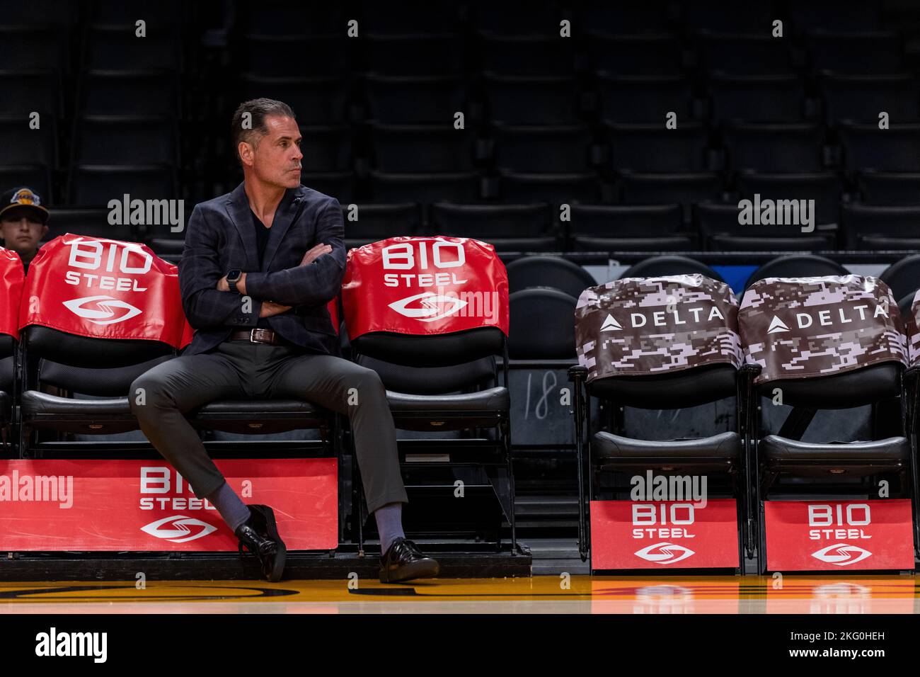 Los Angeles, USA. 20th Nov, 2022. General manager Rob Pelinka sits ...
