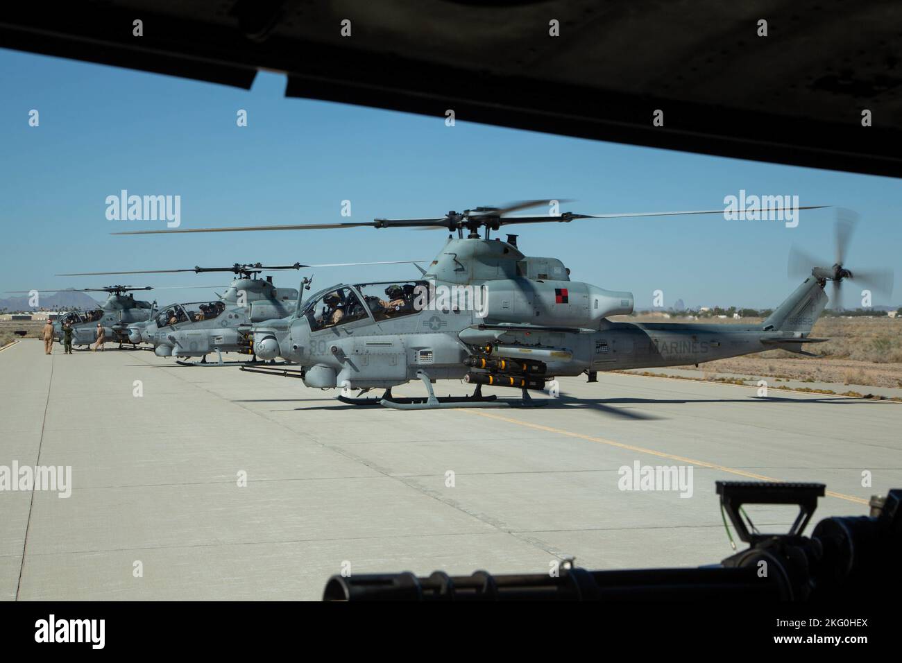 U.S. Marine Corps AH-1Z Vipers assigned to Marine Aviation Weapons and ...