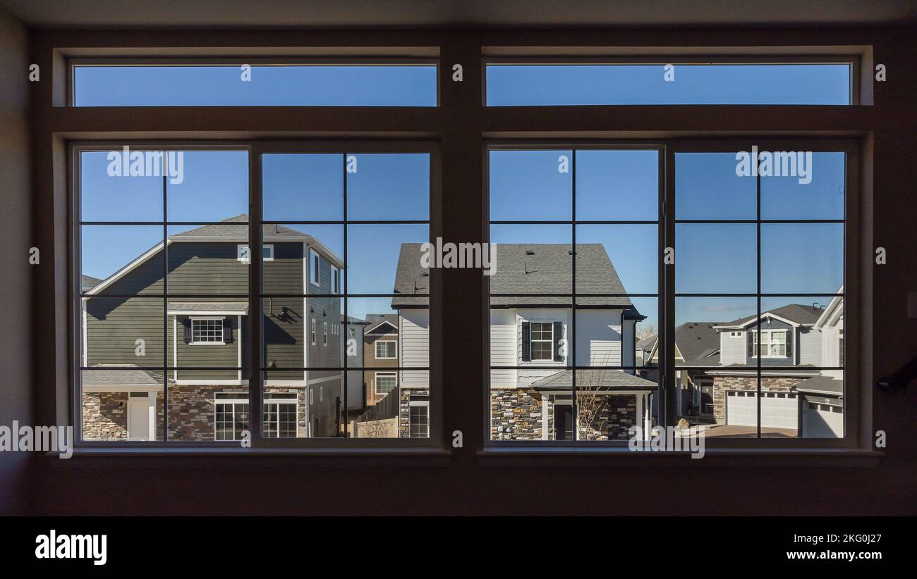 New development houses viewed from the window across the street in ...