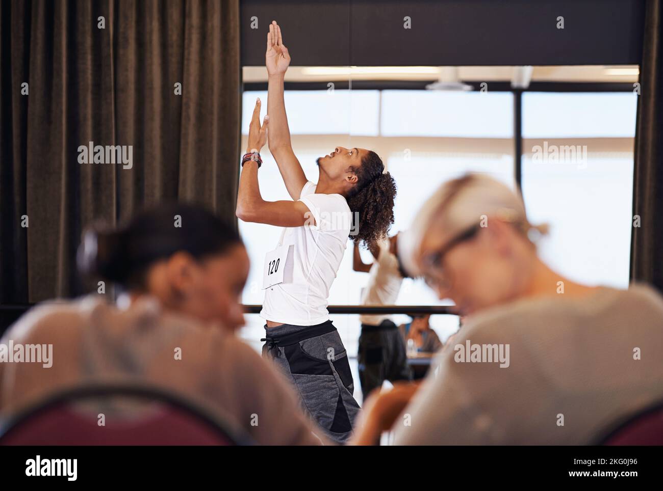 Dancing is his life. a young male dancer performing before the judges ...