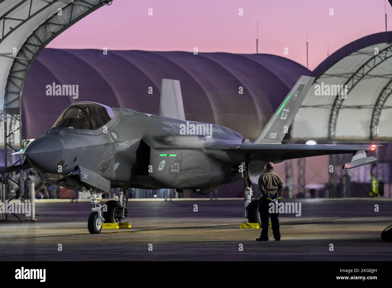 A U.S. Air Force pilot assigned to the 58th Fighter Squadron, 33rd ...