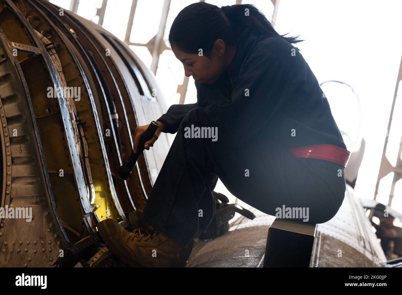 A U.S. Air Force Airman assigned to the 355th Equipment Maintenance ...