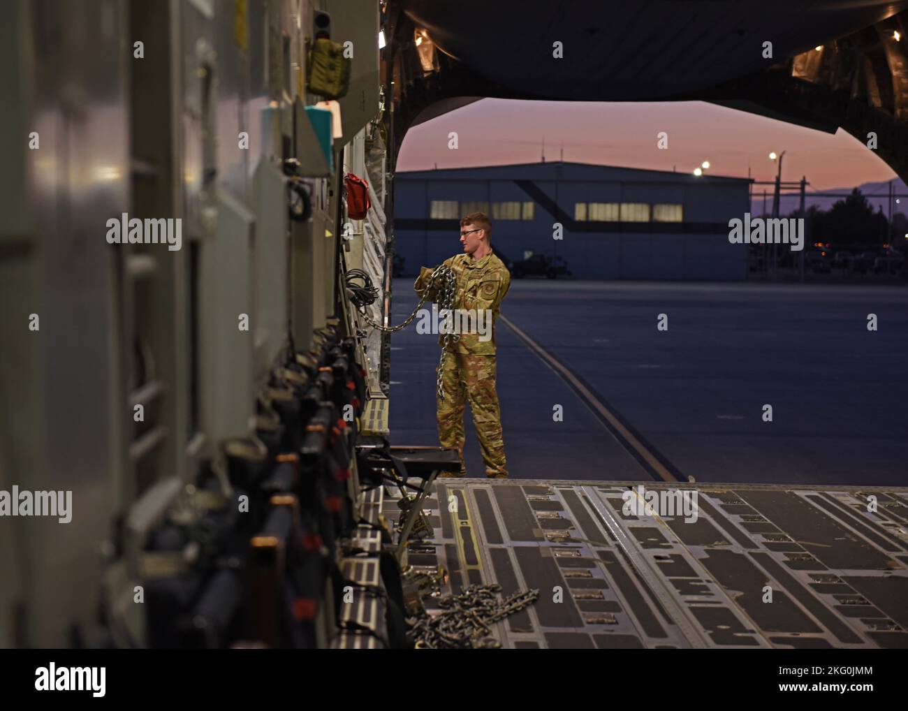 U.S. Air Force Staff Sgt. Connor Smith, loadmaster with the 7th Airlift ...