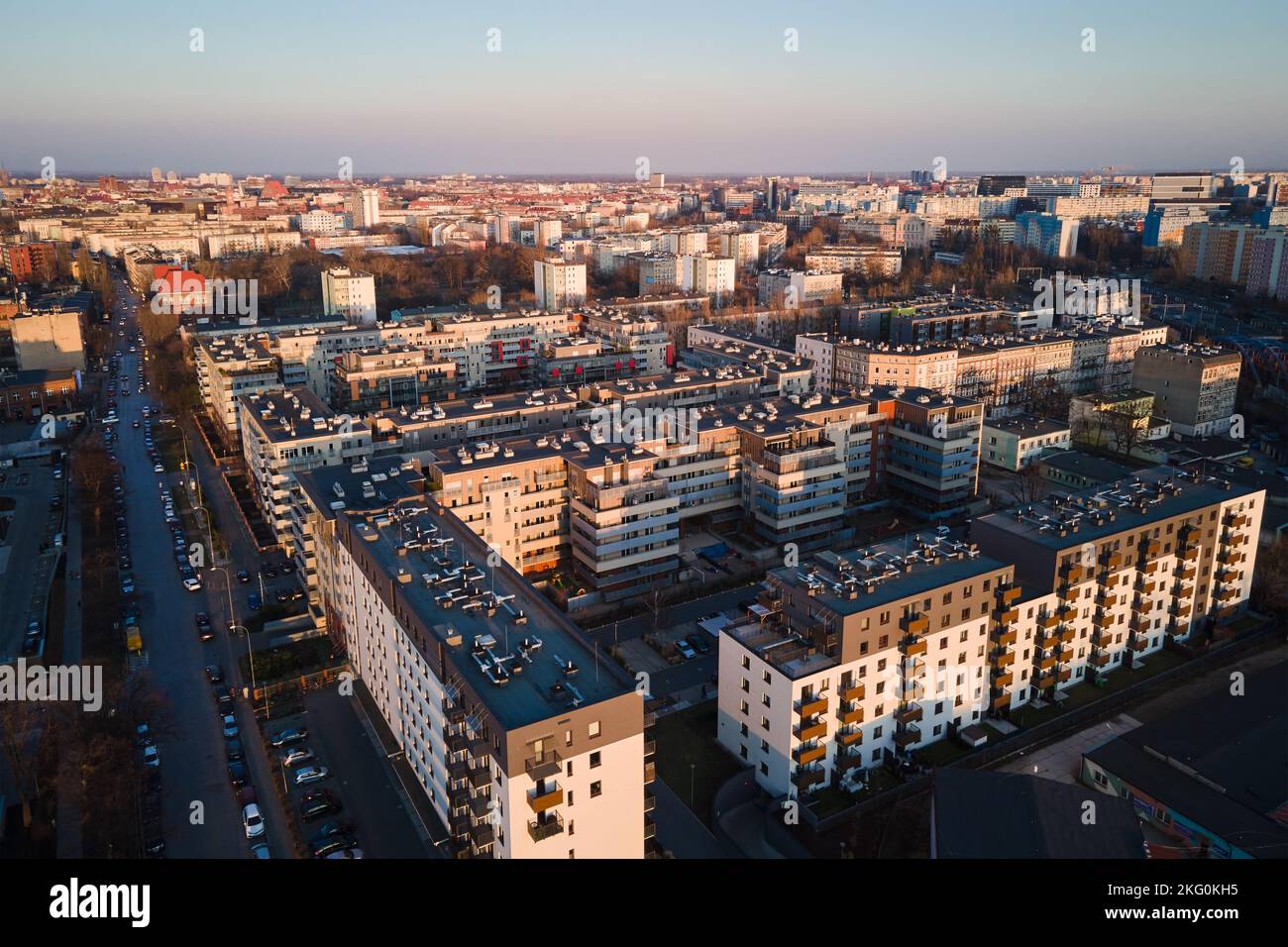 Modern residential complex in Wroclaw city, Poland. Aerial view of ...