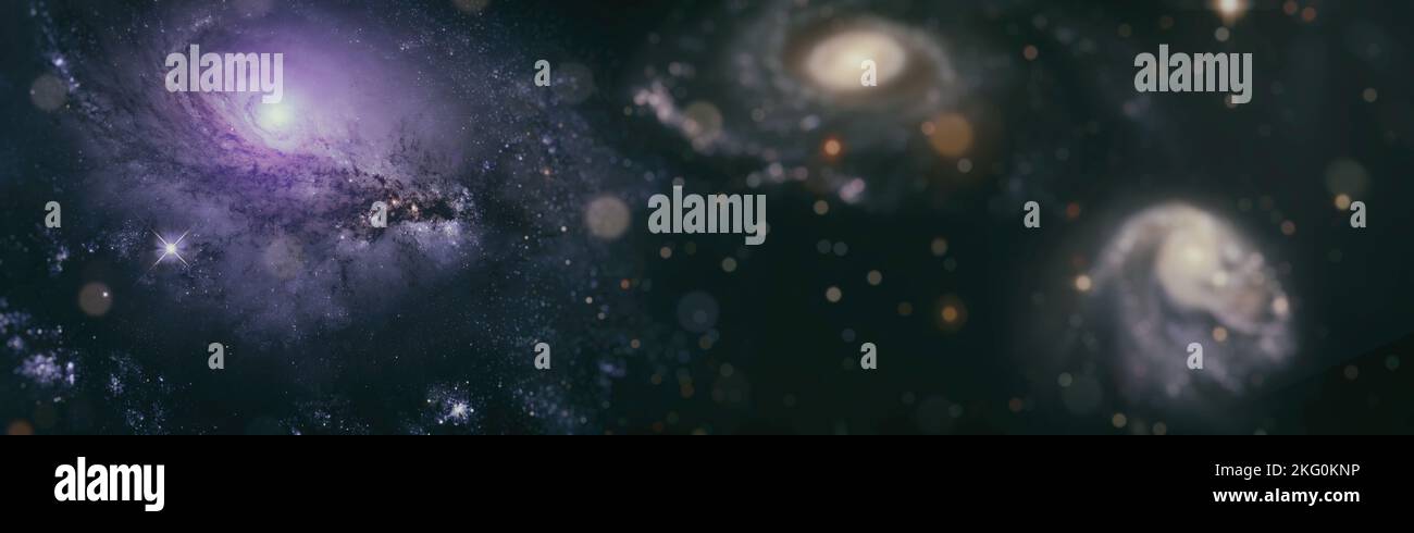 Galaxy stars planets star clusters, colored gas clouds in abstract space. Outer space nebula ...