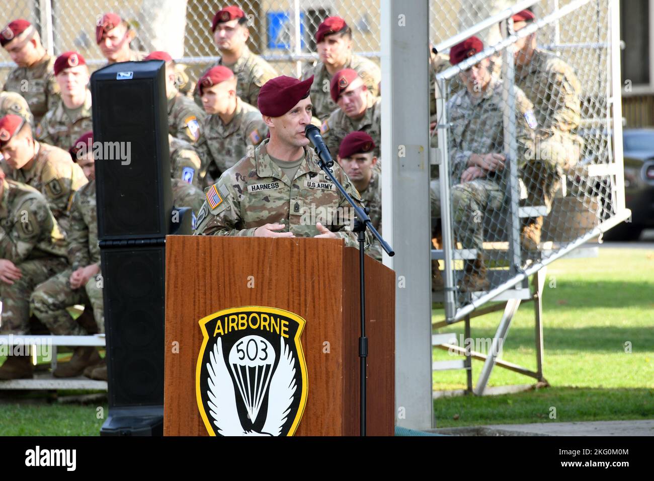 U.S. Army Command Sgt. Maj. Chad B. Harness, outgoing Command Sgt. Maj ...