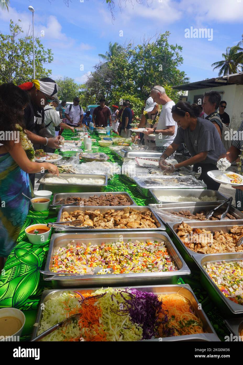 Tourists at an Open Air Buffet on a Tropical Island Stock Photo - Alamy