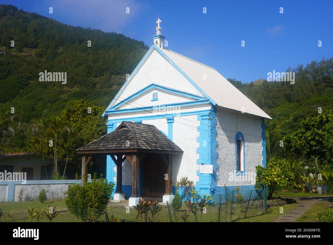 Pretty Little St. Anne’s Chapel in Rikitea, French Polynesia Stock ...