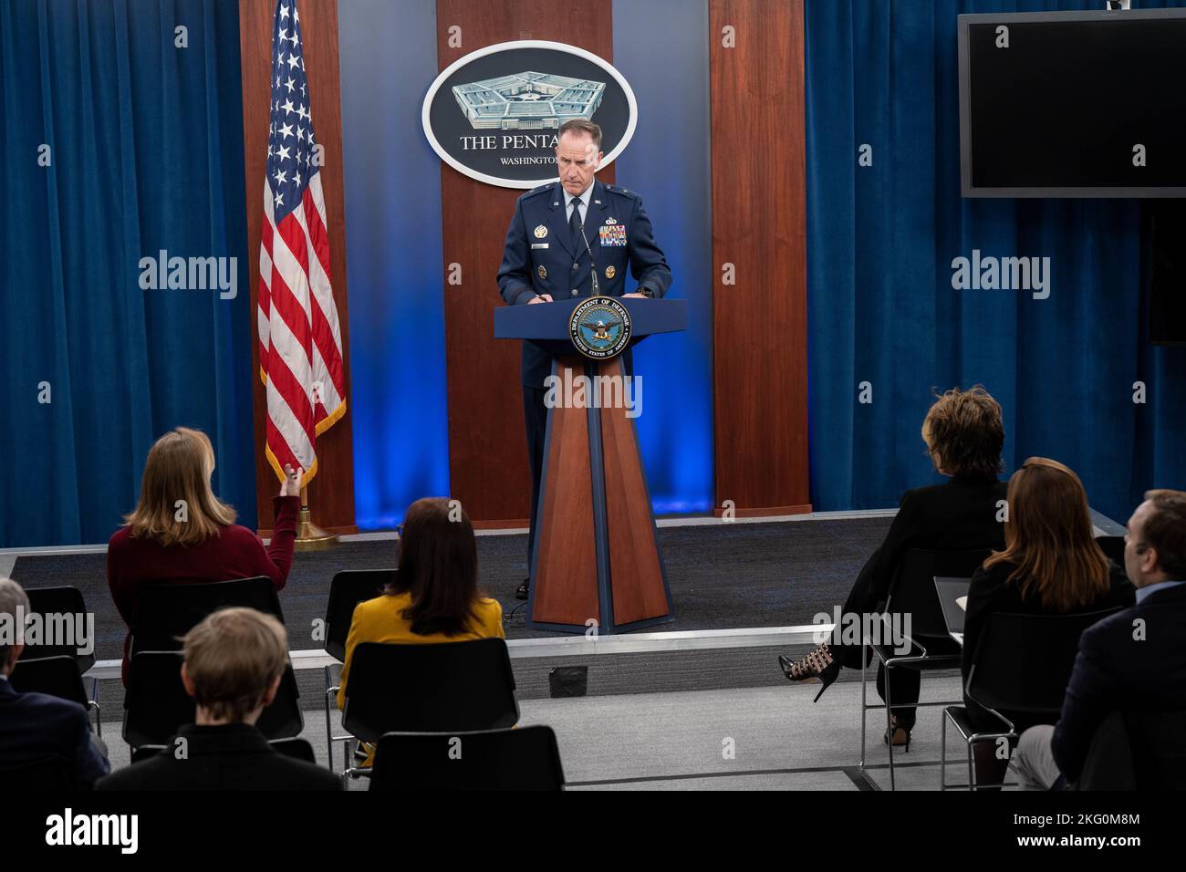 Pentagon Press Secretary Air Force Brig. Gen. Pat Ryder speaks to ...