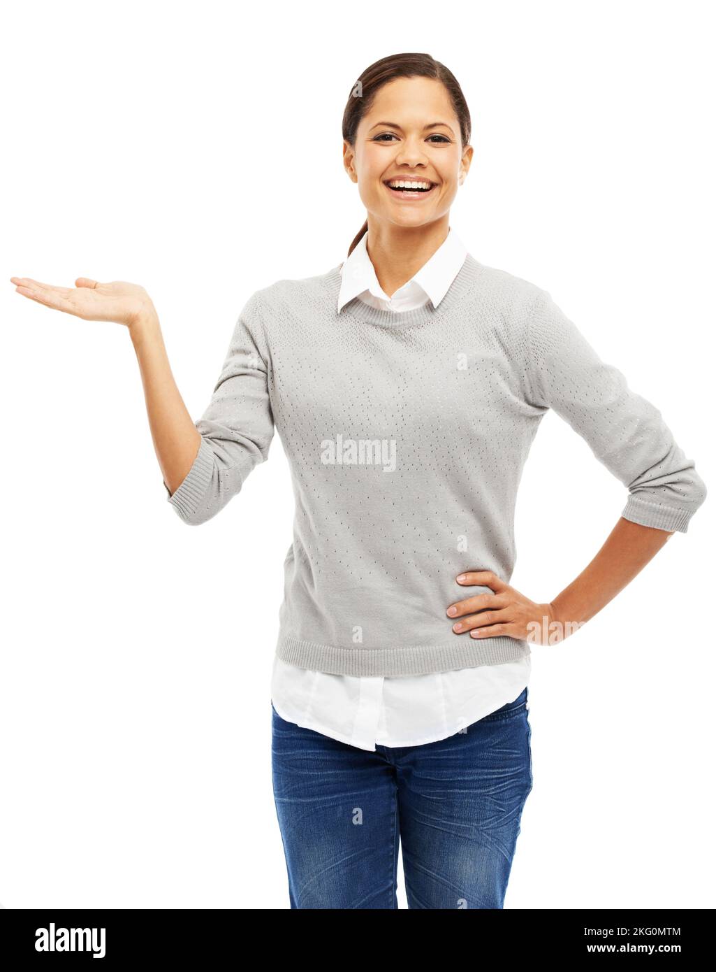 Shes supports this wholeheartedly. Studio portrait of an attractive ...