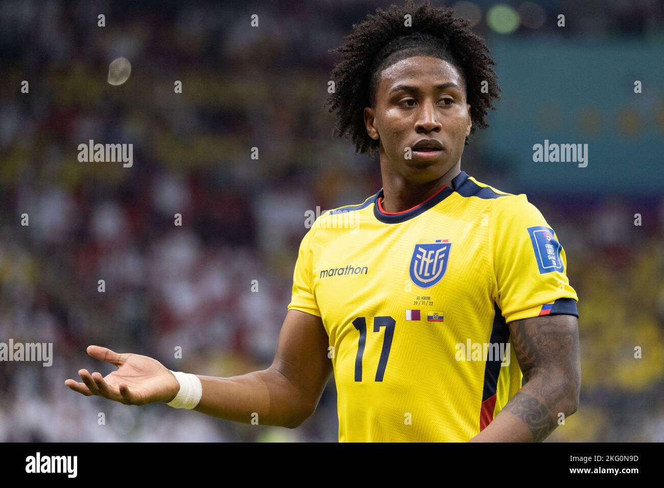 AL KHOR, QATAR - NOVEMBER 20: Player of Ecuador Angelo Preciado looks ...