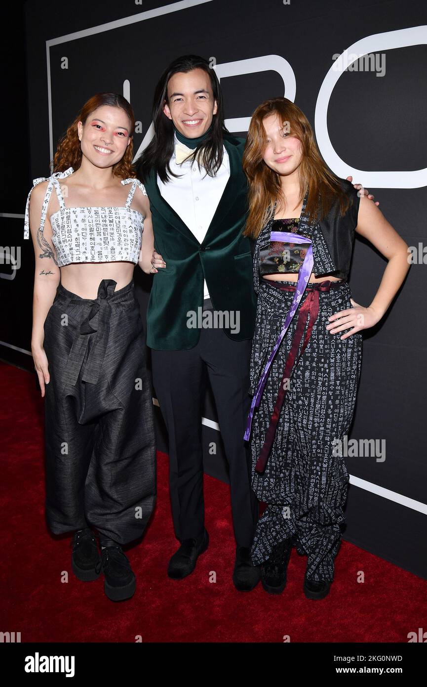 (L-R) Piper Curda, Major Curda and Saylor Curda attend ‘KPOP’ Opening ...