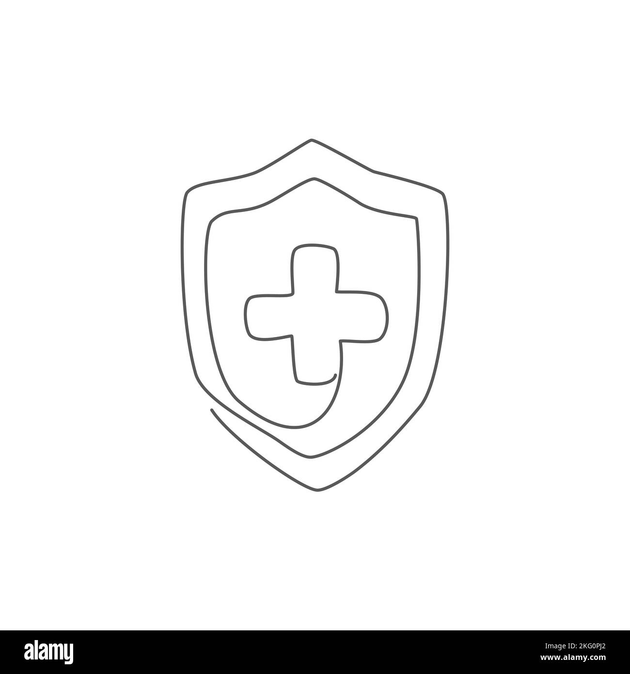 Shield Health One line drawing on white background Stock Vector Image ...