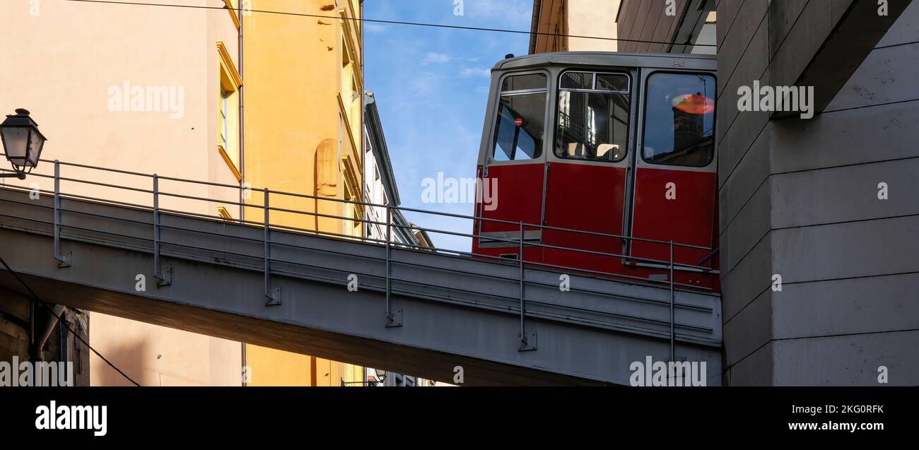Red funicular in Lyon city, France Stock Photo - Alamy