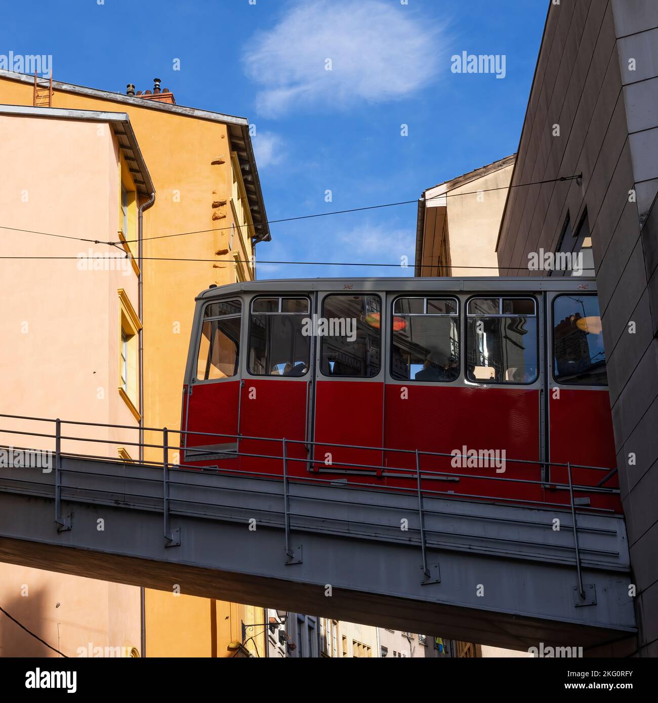 Famous funicular in Lyon city, France Stock Photo - Alamy