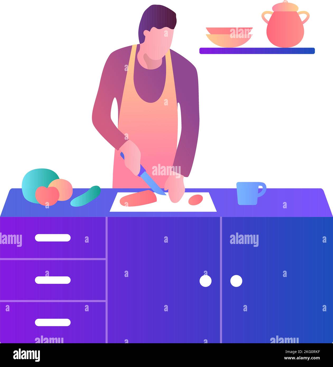 Man cooking on kitchen vector icon isolated Stock Vector Image & Art ...