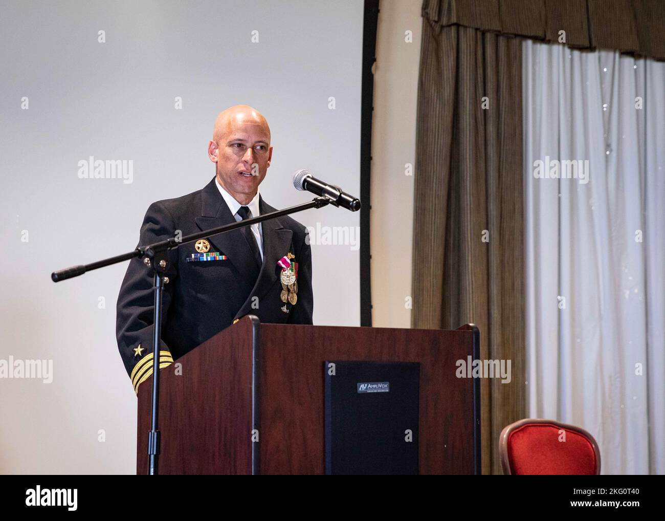 Cmdr. Jonathan Cantor speaks during a change of command ceremony for ...