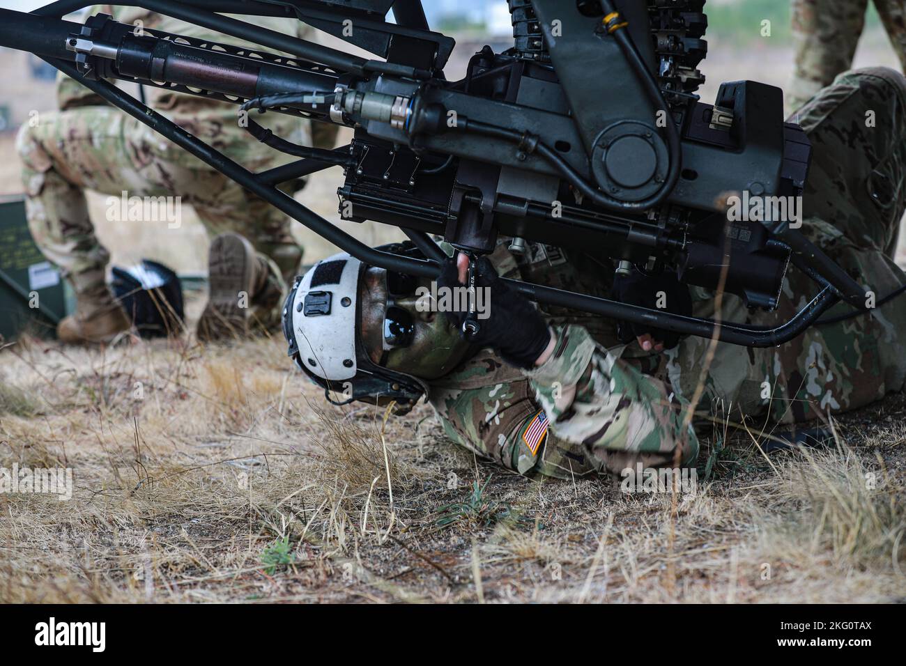 Soldiers from 16th Combat Aviation Brigade refuel, rearm, and repair AH ...