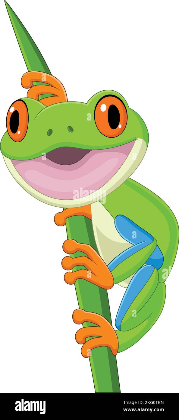 Cartoon happy frog on leaf Stock Vector Image & Art - Alamy