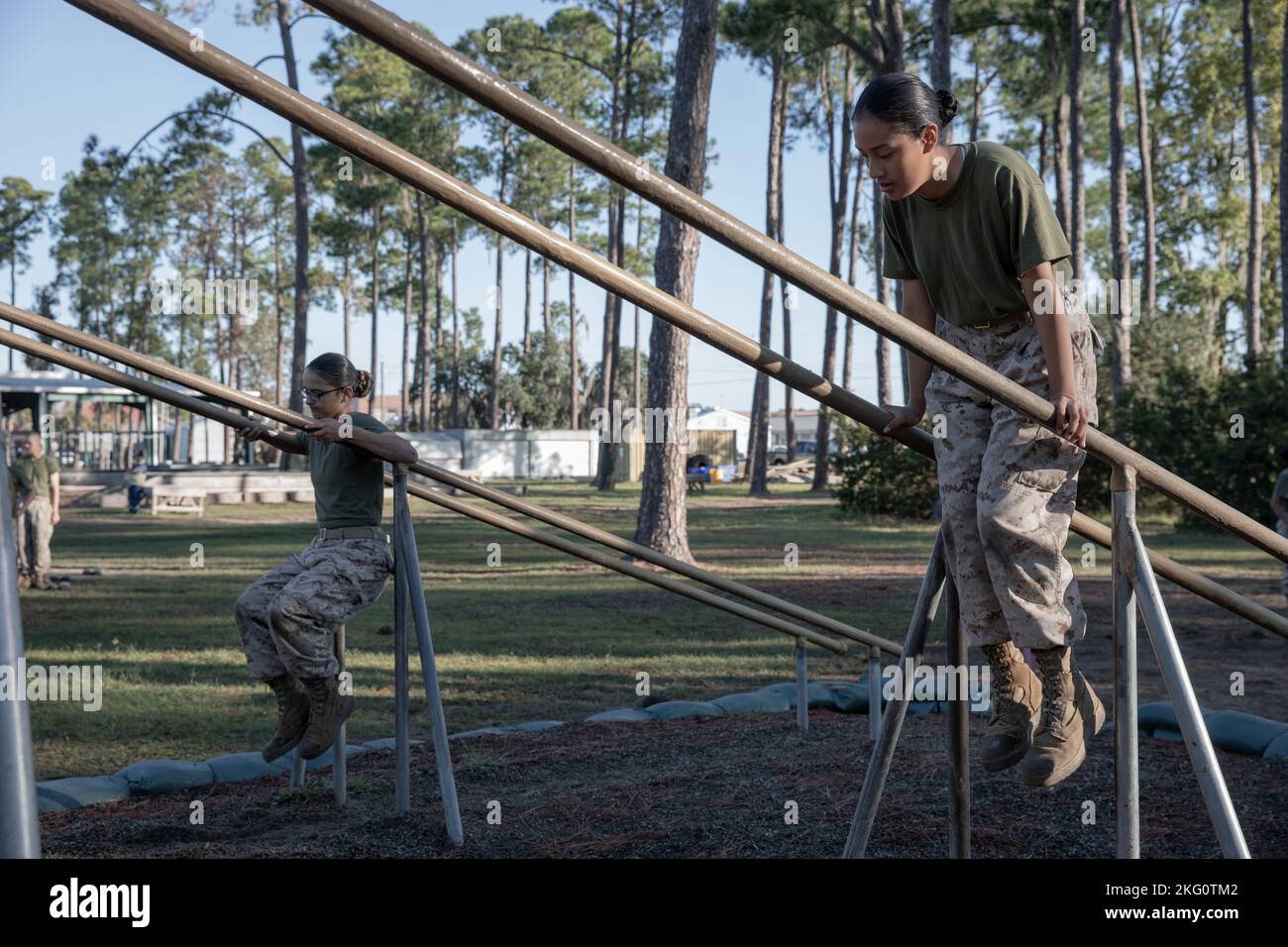 Recruits with Oscar Company, 4th Recruit Training Battalion, maneuver ...