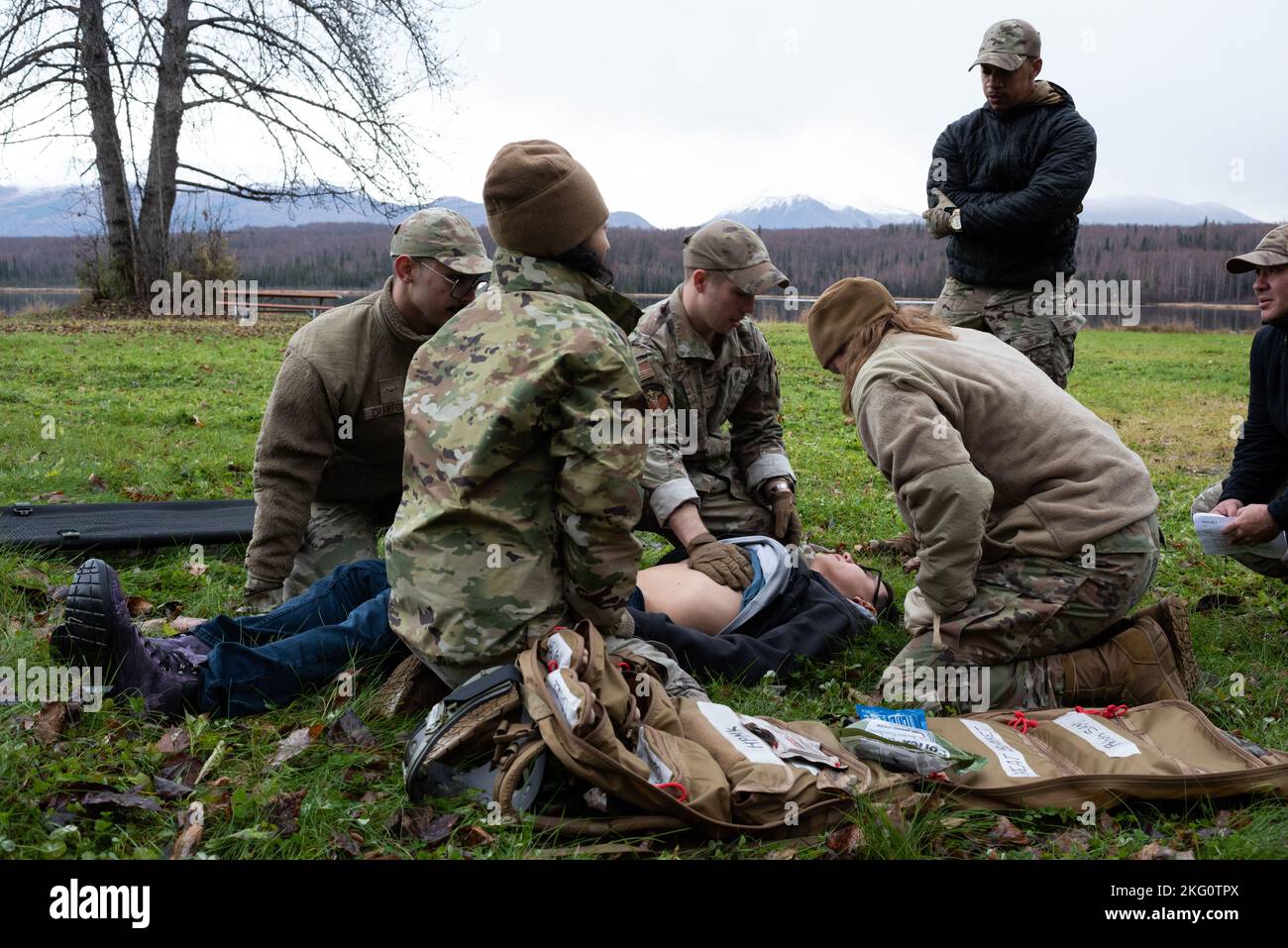 U.S. Airmen from across the 673d Medical Group render medical care to a ...