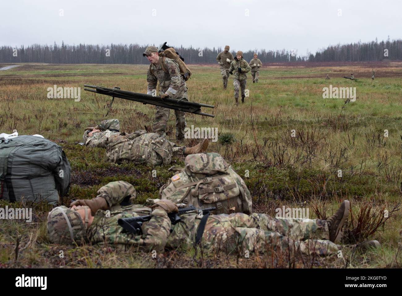 U.S. Airmen from across the 673d Medical Group rush to render tactical ...