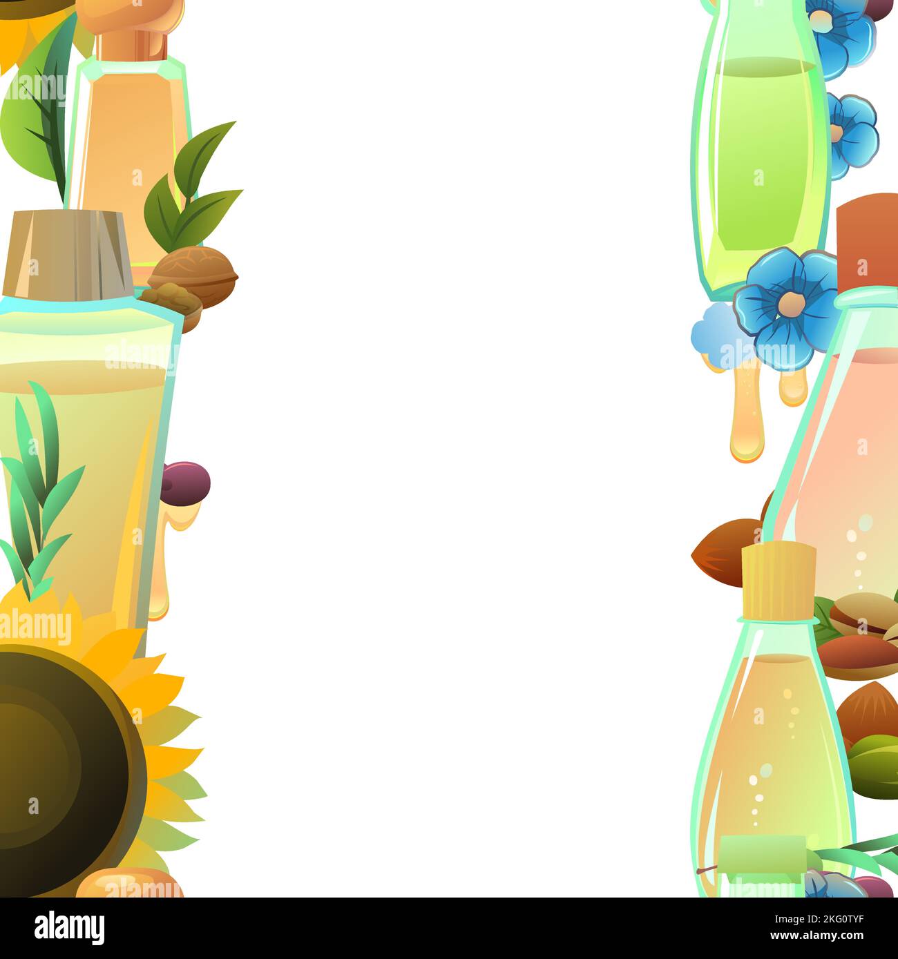 Natural oils seamless vertical frame. Cartoon style. Extracted from ...