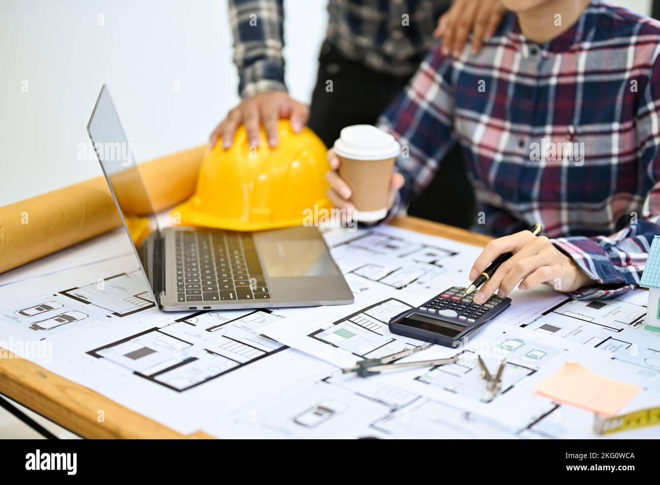 Team of professional construction engineer working together in the ...