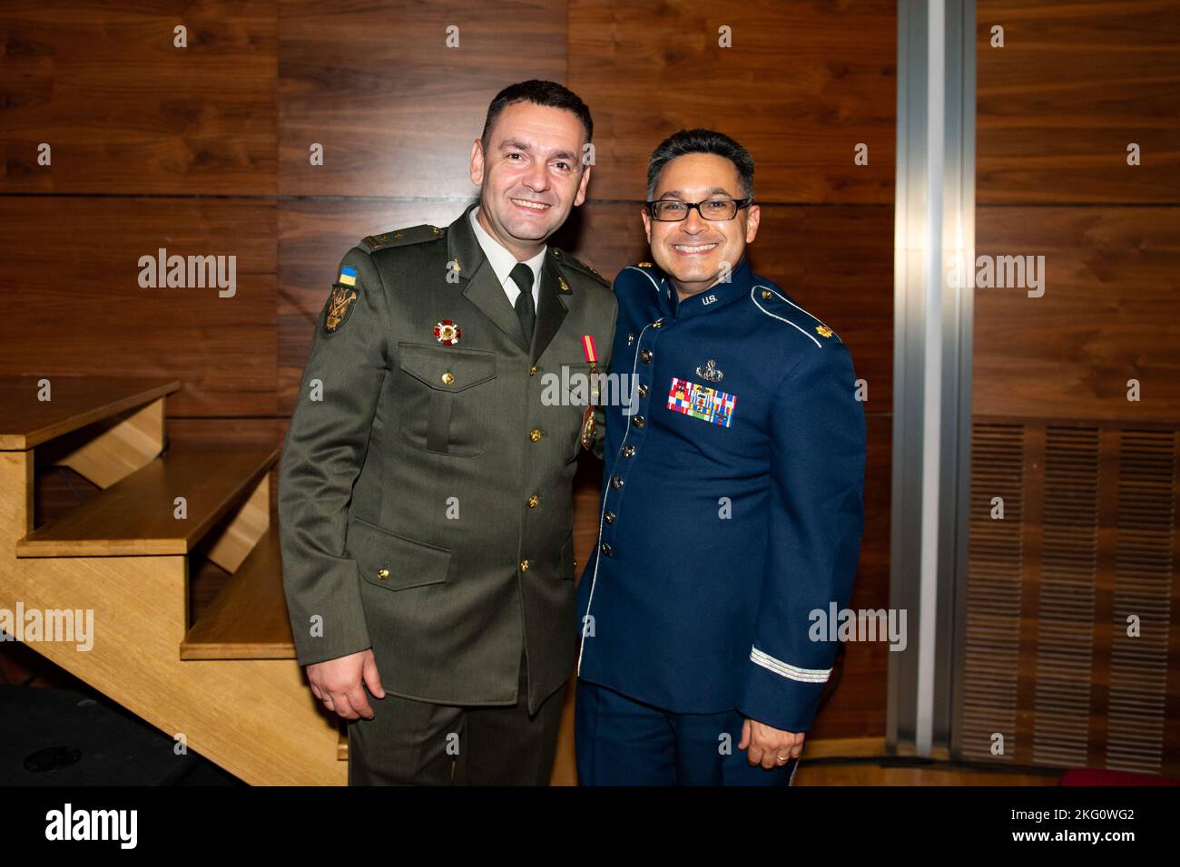 National Presidential Orchestra of Ukraine Lt. Col. Maksym Husak, left ...