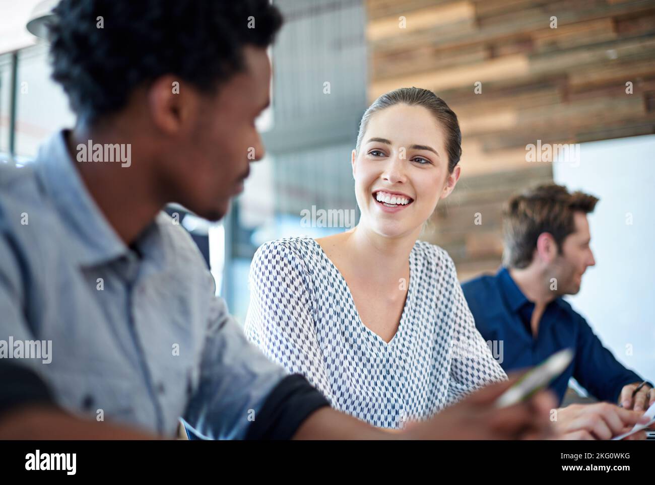 Positive office connections. Confident businesswoman having a positive ...