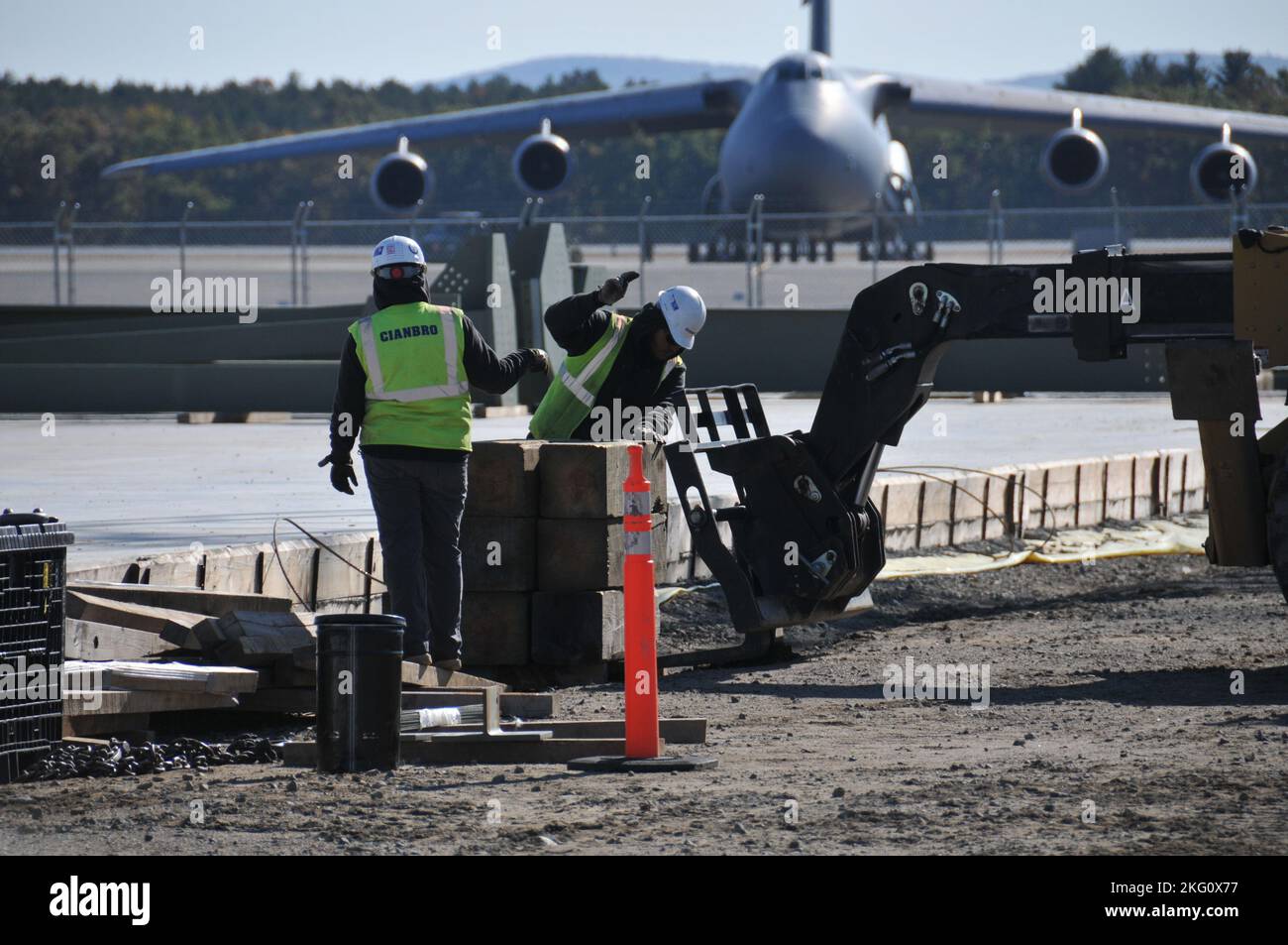 Walk around of the construction site for the new Westover Riso Hangar ...