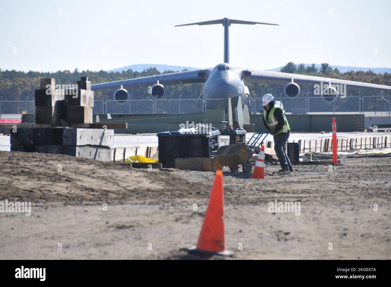 Walk around of the construction site for the new Westover Riso Hangar ...